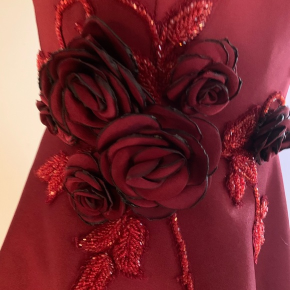 Tariq Ediz | Dresses | Tariq Ediz Burgundy Off The Shoulder Peplum ...